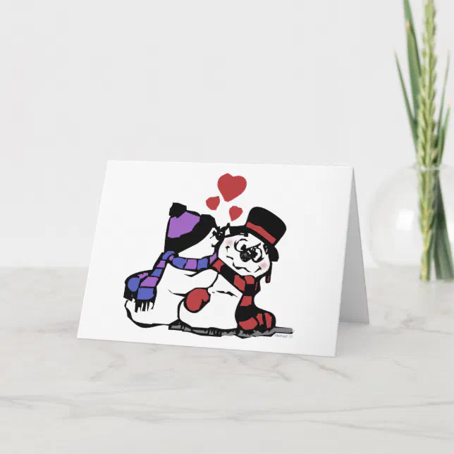 Kissing Snowman Christmas Card | Zazzle
