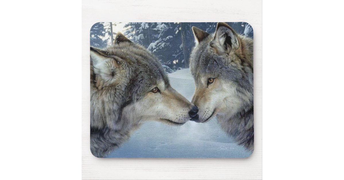 Kissing Wolves Mouse Pad | Zazzle