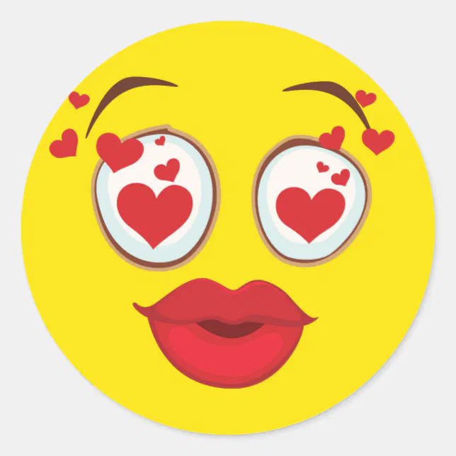 Kissing Yellow Face Classic Round Sticker | Zazzle