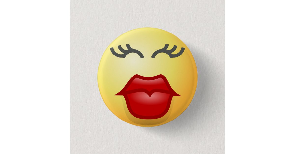 KISSY FACE PINBACK BUTTON | Zazzle
