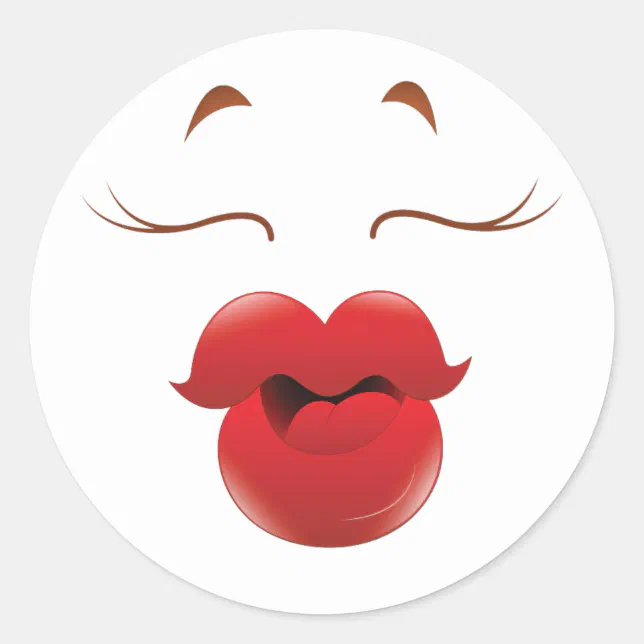 Kissy Face Woman Cartoon Classic Round Sticker | Zazzle
