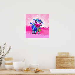 Kissy Moo 18x18 Poster | Zazzle