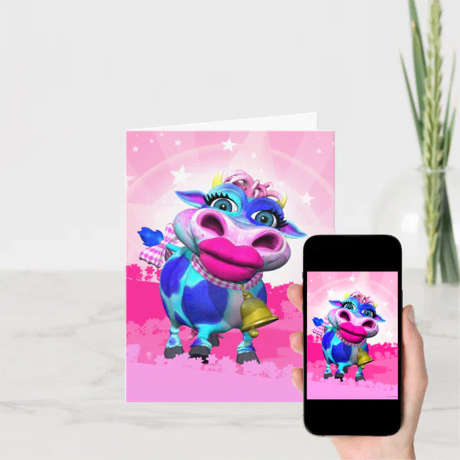 Kissy Moo the Cow Note Card | Zazzle
