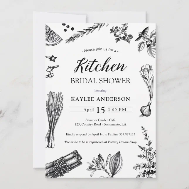 Kitchen Bridal Shower herbs spices invitation card | Zazzle