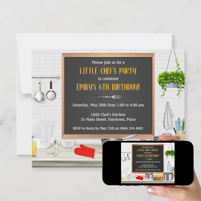 Kitchen Chef Cooking Birthday Party Invitation | Zazzle