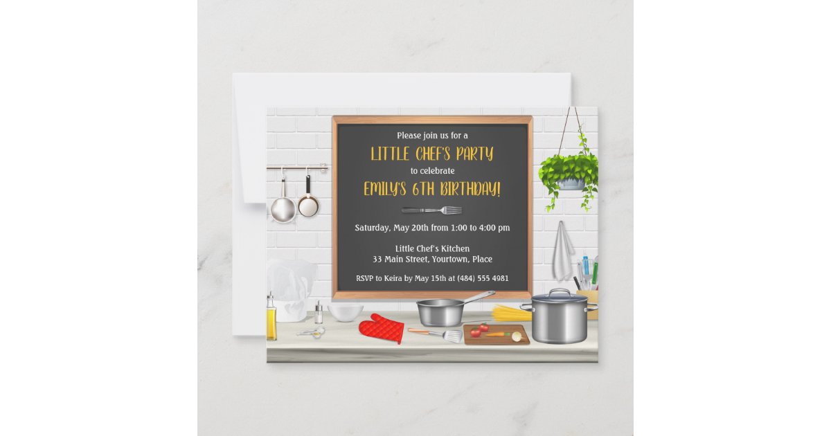 Kitchen Chef Cooking Birthday Party Invitation | Zazzle