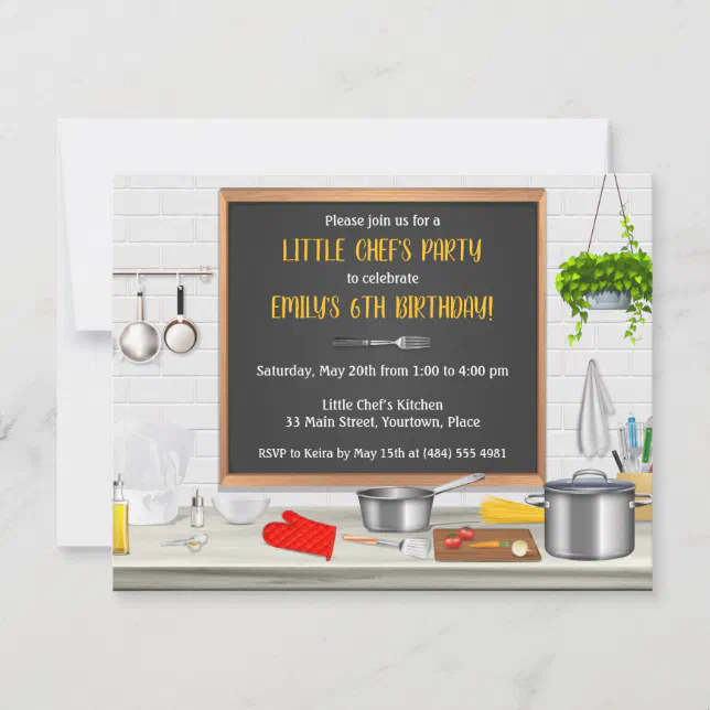 Kitchen Chef Cooking Birthday Party Invitation | Zazzle