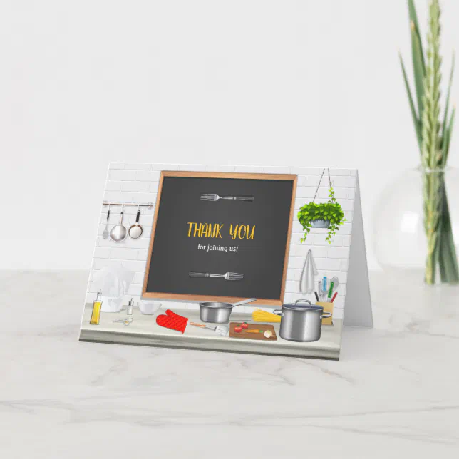Kitchen Chef Cooking Birthday Party Thank You Card | Zazzle