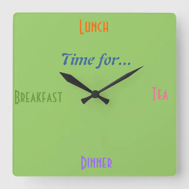 Kitchen Clock~A gift for Foodies Diner Restaurant Square Wall Clock ...