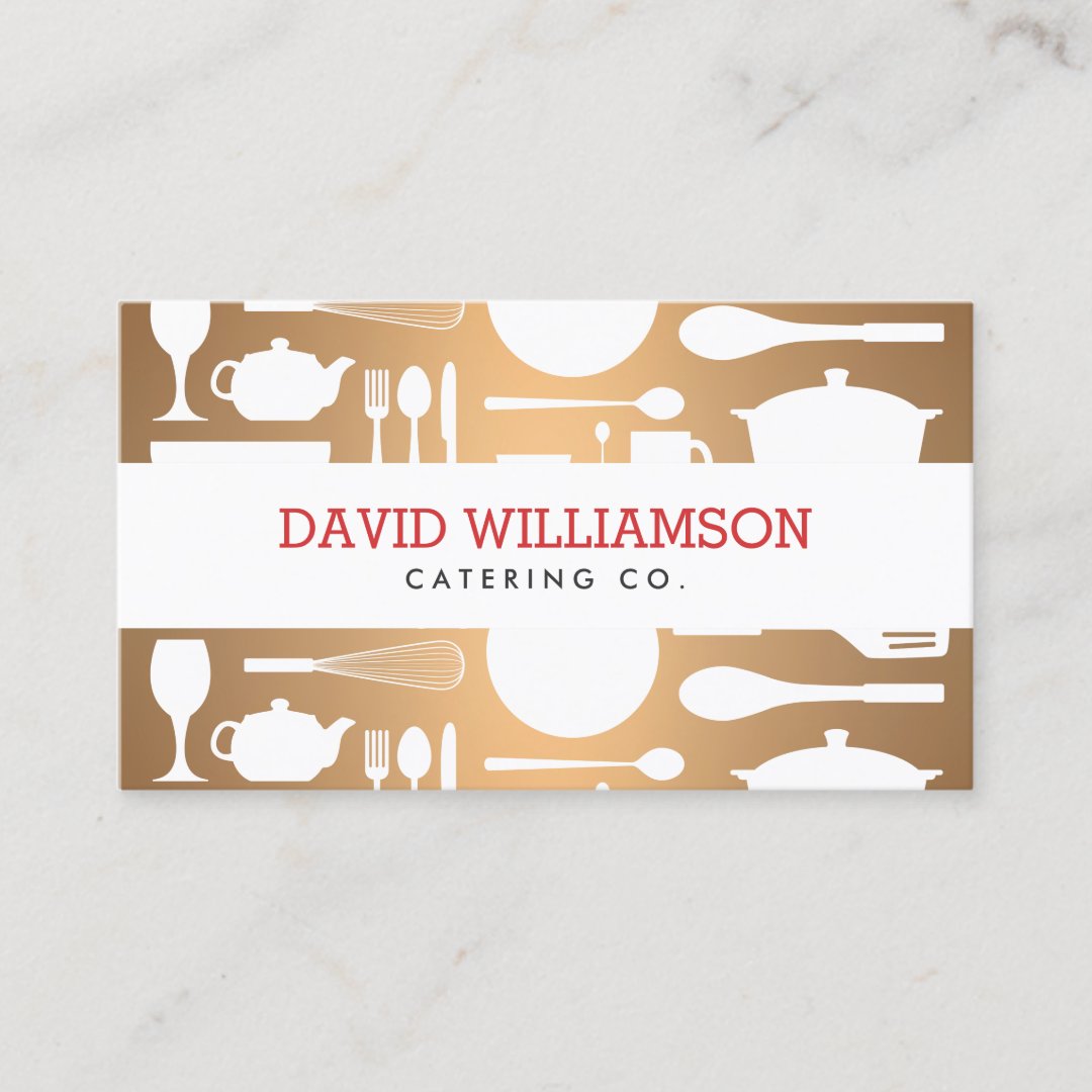 Kitchen Collage on Faux Copper for Chef, Catering Business Card | Zazzle