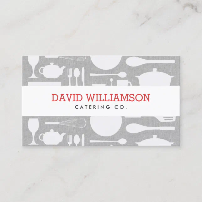 Kitchen Collage on Gray for Chef, Catering Business Card | Zazzle