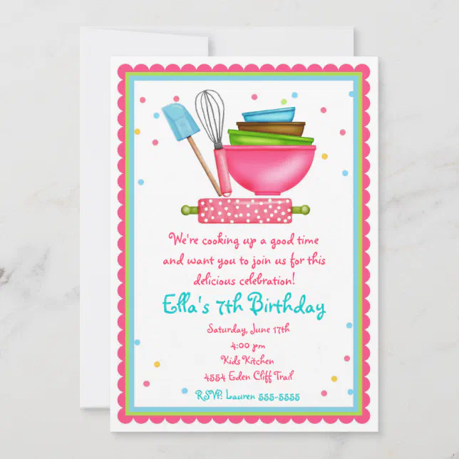 Kitchen Cooking Birthday Invitations | Zazzle