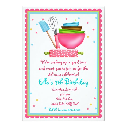 Kitchen Cooking Birthday Invitations | Zazzle.com