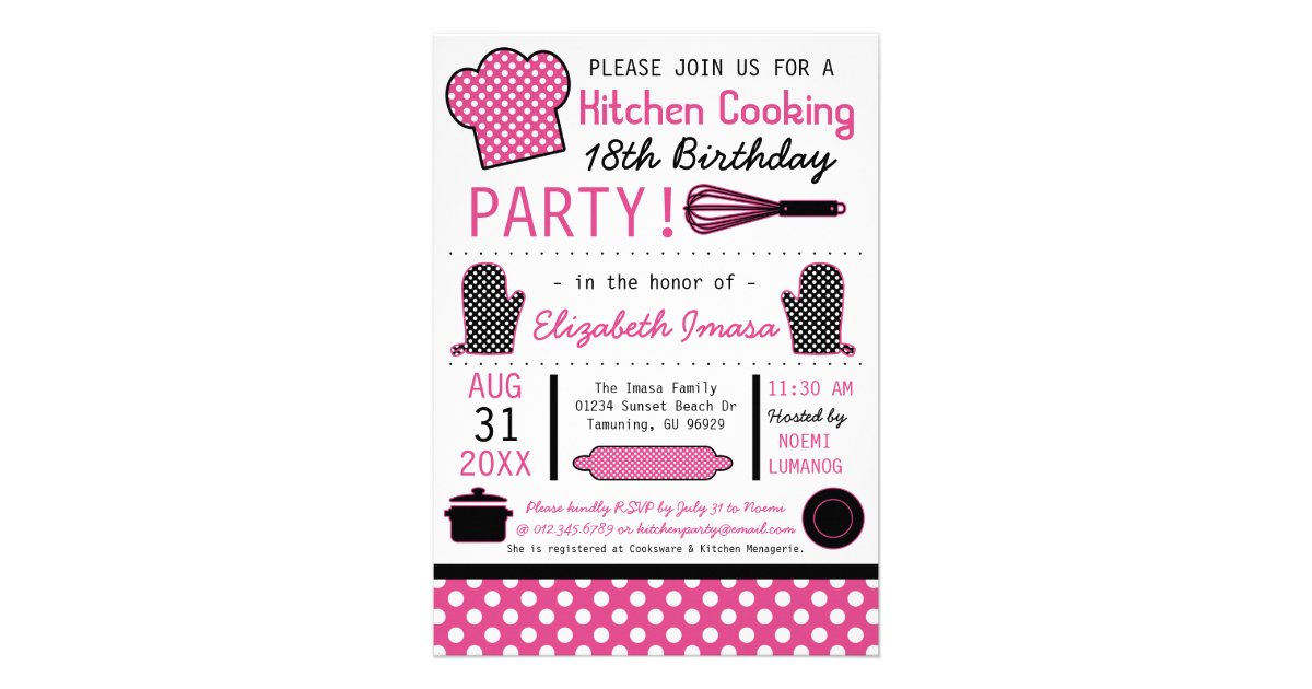 Kitchen Cooking Birthday Party Personalized Invitations
