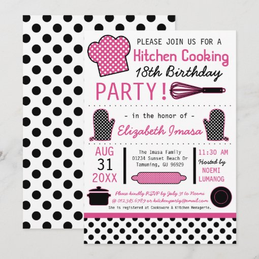 Kitchen Cooking Birthday Party Invitation | Zazzle