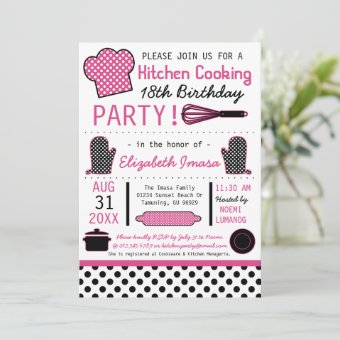Kitchen Cooking Birthday Party Invitation | Zazzle