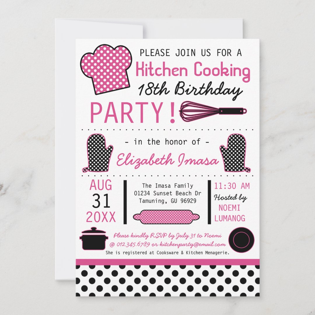 Kitchen Cooking Birthday Party Invitation | Zazzle