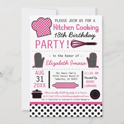 Kitchen Cooking Birthday Party Invitation | Zazzle
