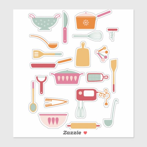 Kitchen Cooking Equipment Utensils Sticker | Zazzle
