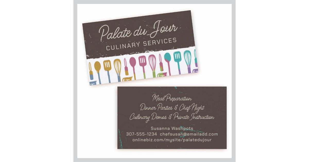 kitchen cooking utensils chef culinary biz cards | Zazzle