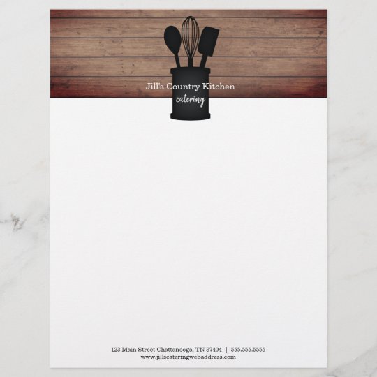 Kitchen Crock Rustic Wood Caterer Restaurant Food Letterhead | Zazzle.com