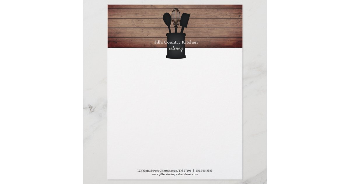 Kitchen Crock Rustic Wood Caterer Restaurant Food Letterhead | Zazzle