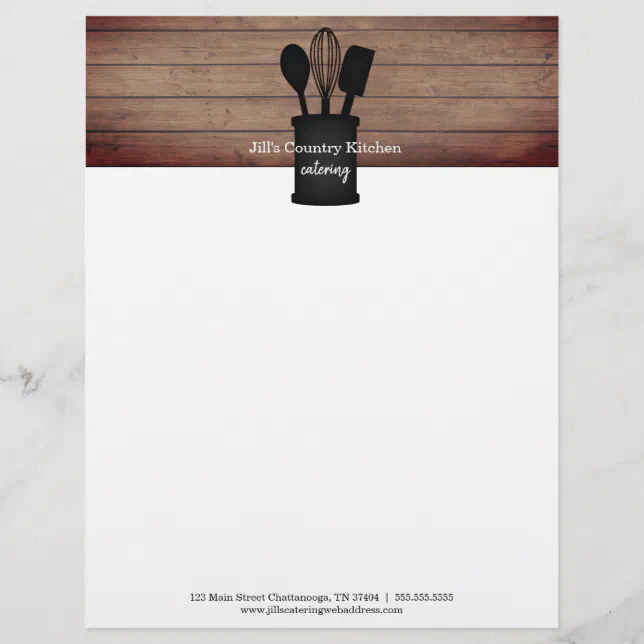 Kitchen Crock Rustic Wood Caterer Restaurant Food Letterhead | Zazzle