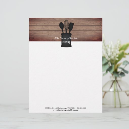 Kitchen Crock Rustic Wood Caterer Restaurant Food Letterhead | Zazzle