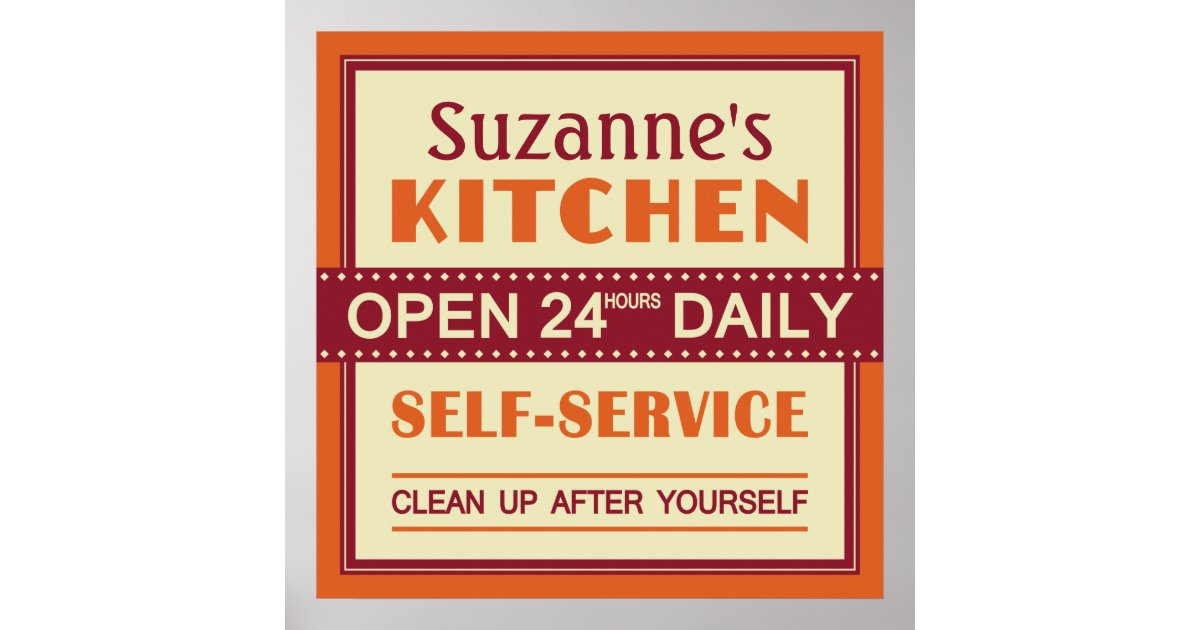 Kitchen – custom name – poster | Zazzle