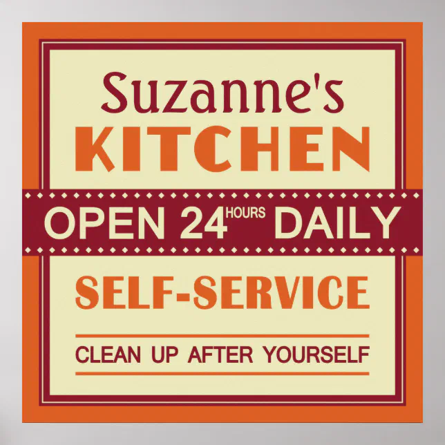 Kitchen – custom name – poster | Zazzle