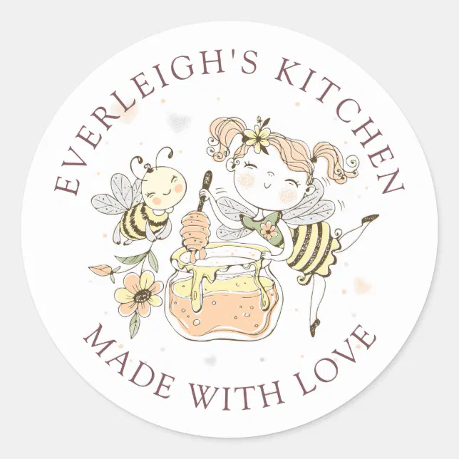 Kitchen Fairy Bee Honey Jar Labels | Zazzle