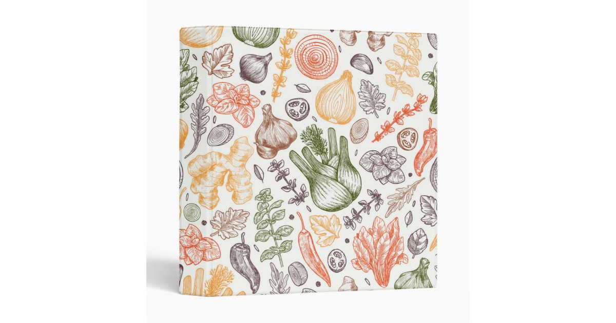 Kitchen Garden Vegetable Pattern 3 Ring Binder | Zazzle