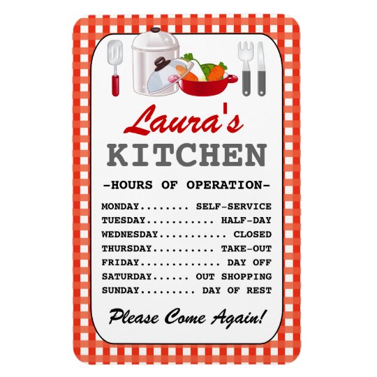 Kitchen Hours (Personalized) Magnet | Zazzle.com Kitchen Hours (Personalized) Magnet | Zazzle.com