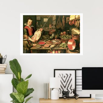 Kitchen Interior with a Maid Poster | Zazzle