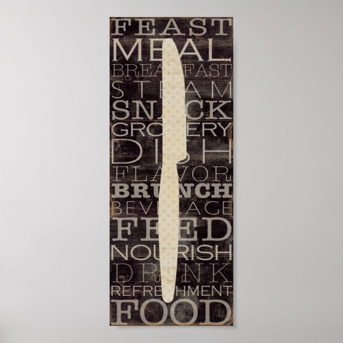Kitchen Knife with Words Poster | Zazzle.com