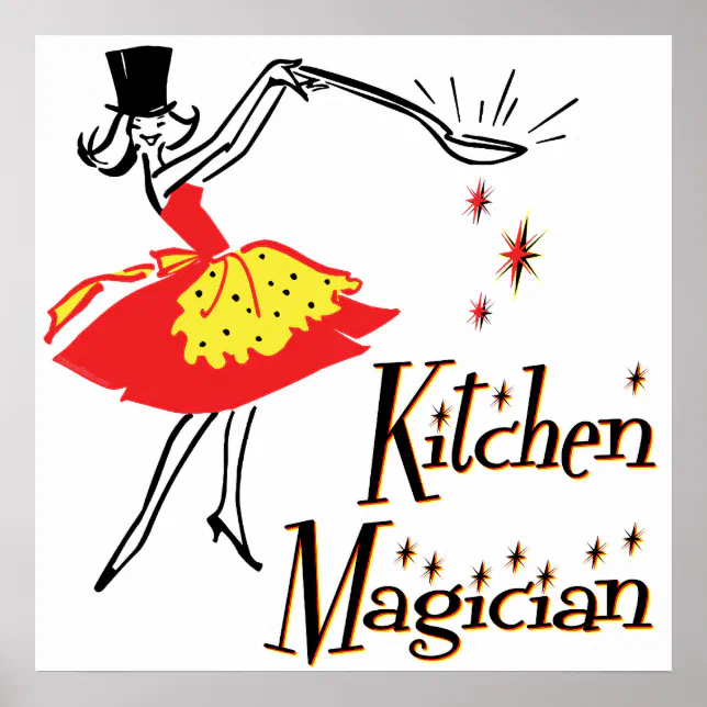 Kitchen Magician Retro Cooking Art Poster | Zazzle