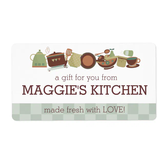 Kitchen pots pans utensils cooking catering chef label | Zazzle