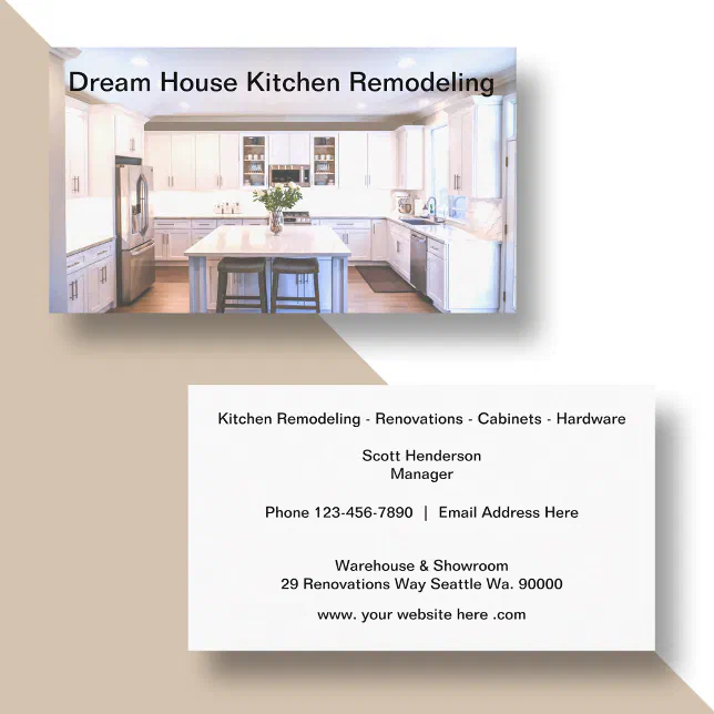 Kitchen Remodeling & Construction Business Card | Zazzle