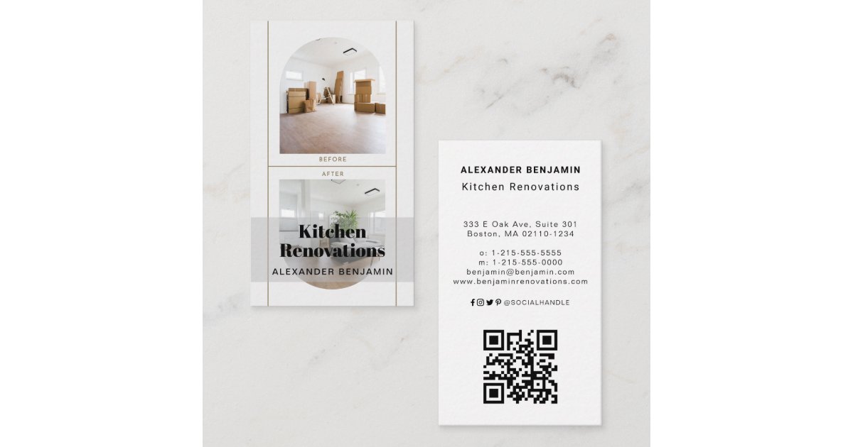 Kitchen Renovations Photo QR Code Business Card | Zazzle