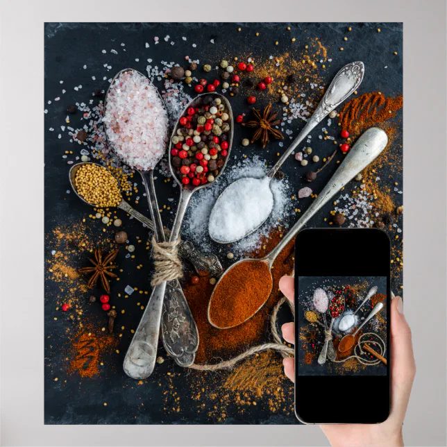 Kitchen spices and seasoning poster | Zazzle