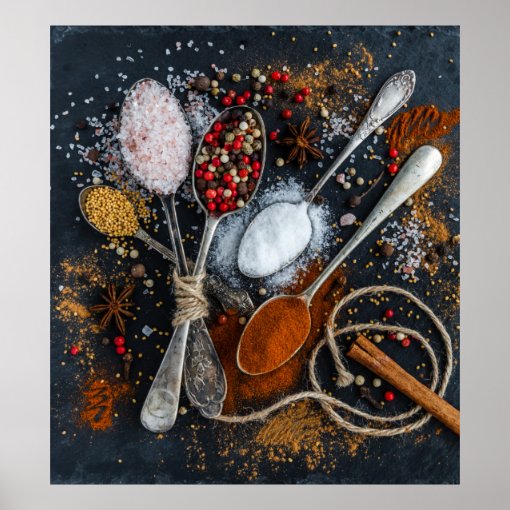 Kitchen spices and seasoning poster | Zazzle