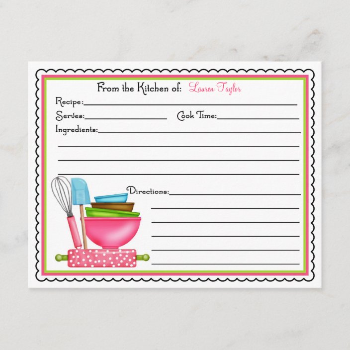 Kitchen Supplies Baking Cooking Recipe Cards | Zazzle.com