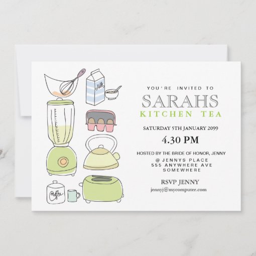 Kitchen Tea Bridal Shower Party Invite | Zazzle