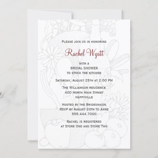 Kitchen Themed Bridal Shower Custom Invitation | Zazzle