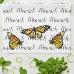 Kitchen Towel Monarch Script/Butterflies | Zazzle