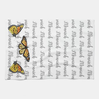 Kitchen Towel Monarch Script/Butterflies | Zazzle