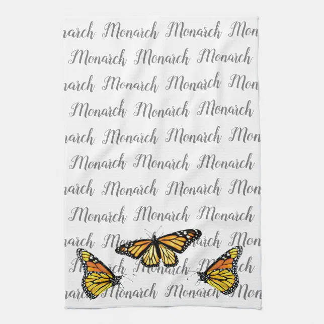 Kitchen Towel Monarch Script/Butterflies | Zazzle