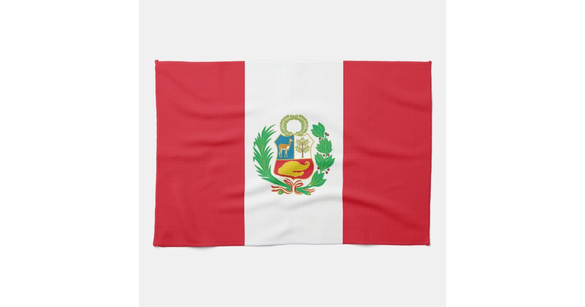 Kitchen towel with Flag of Peru | Zazzle
