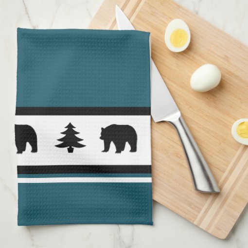Kitchen Towel-Yellowstone Lodge 3 Bear and Trees Kitchen Towel | Zazzle