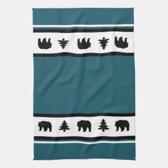 Kitchen Towel-Yellowstone Lodge 3 Bear and Trees Kitchen Towel | Zazzle